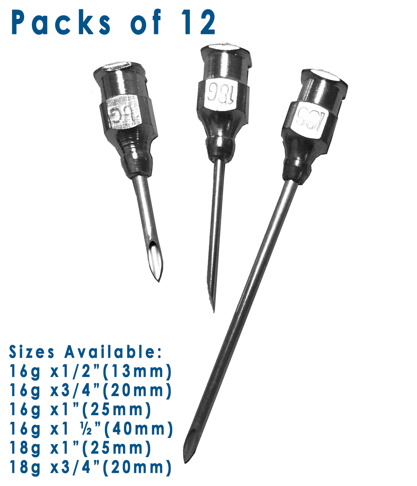 10x Pack of 12 x Leur Lock Needles Injecting Vaccinator Livestock ...